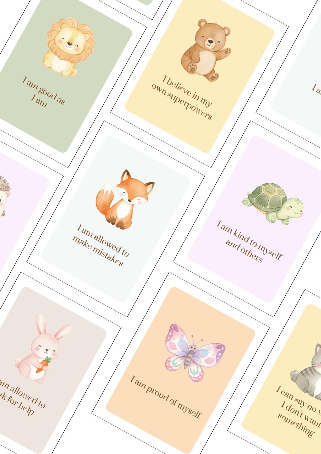 14 Animal Affirmation Cards for Kids – Printable JPG and PDF | Positive ...