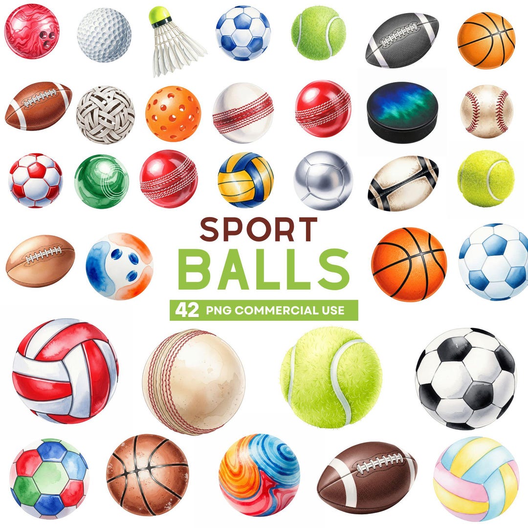 Watercolor Sports Ball Clipart, Sports Clipart, Soccer Clipart ...