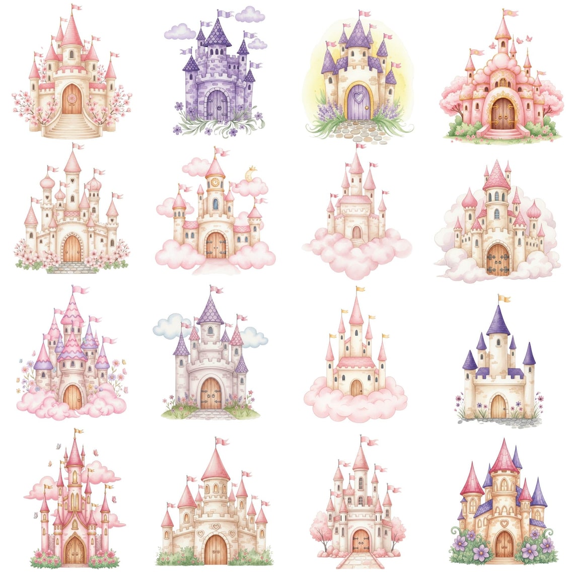 Fairytale Castle Clipart, Princess Castle PNG, Watercolor Castle ...
