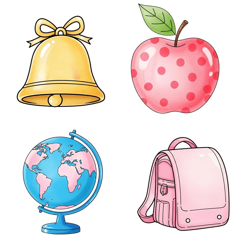 Groovy School Clipart, Retro School PNG, Back to School Clipart, Cute ...
