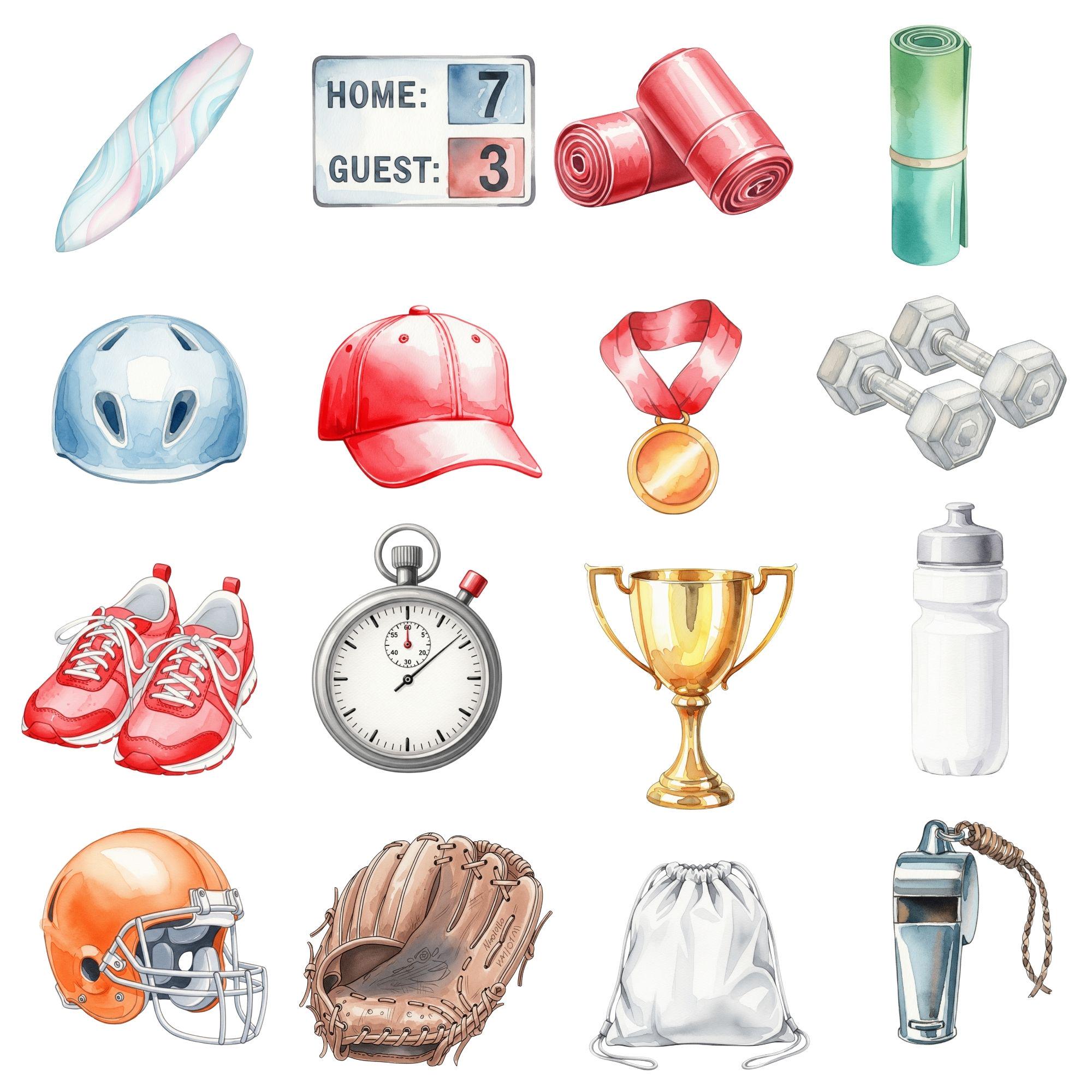 Watercolor Sports Clipart, Sports Balls PNG, Basketball Png, Football ...