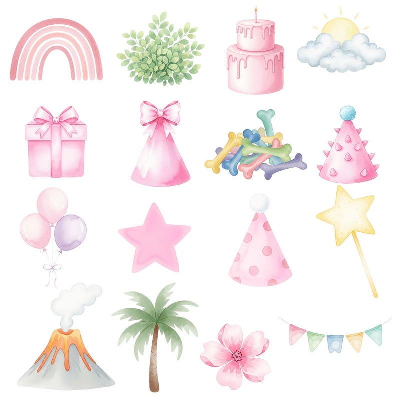 Watercolor Dinosaur Clipart: Pink Baby Dino PNG (instant Download) - Etsy