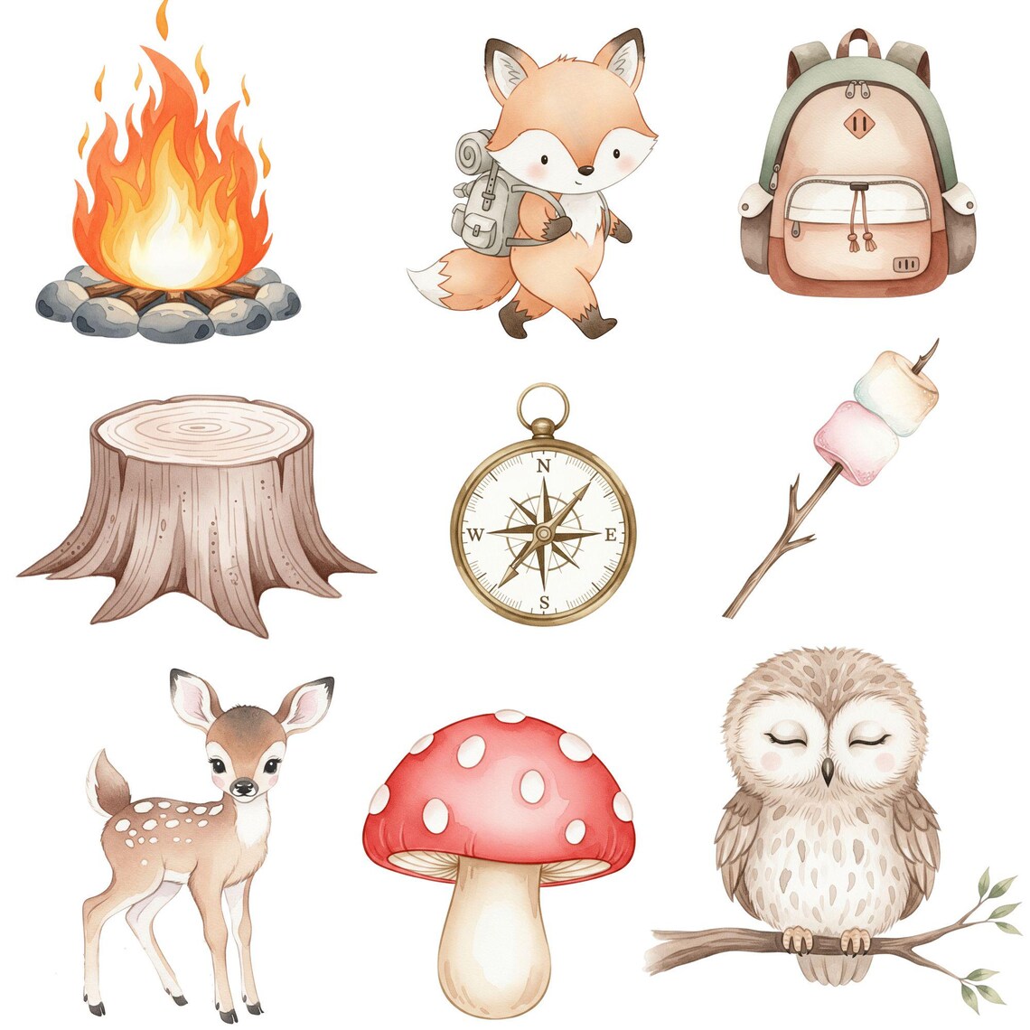 Camping Animals Clipart, Cute Kids Campaign Clipart, Forest Clipart Png ...