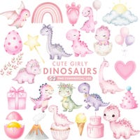Delightful Dinosaurs - Dinosaurs for Girls - Clip Art and Digital Paper ...