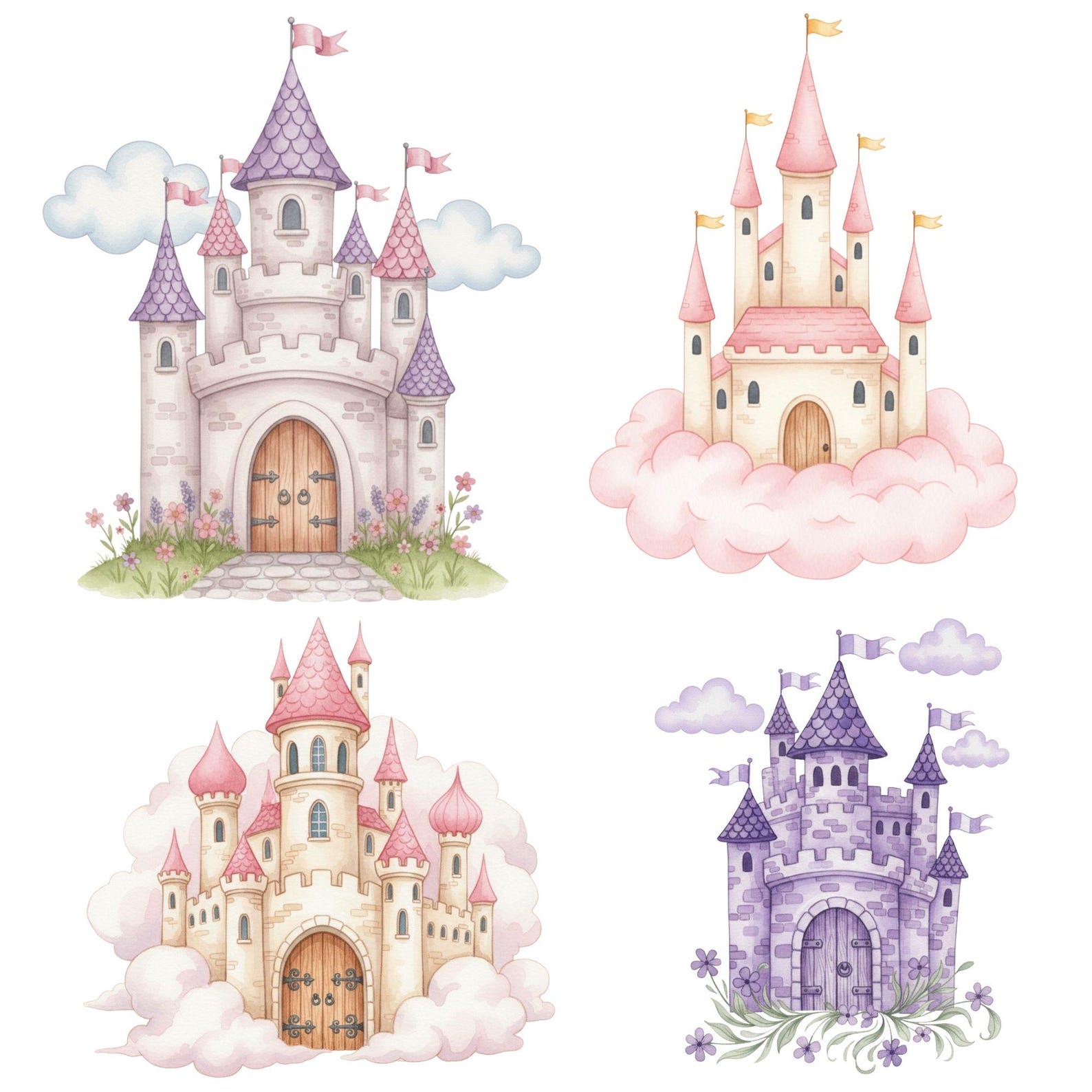Fairytale Castle Clipart, Princess Castle PNG, Watercolor Castle ...