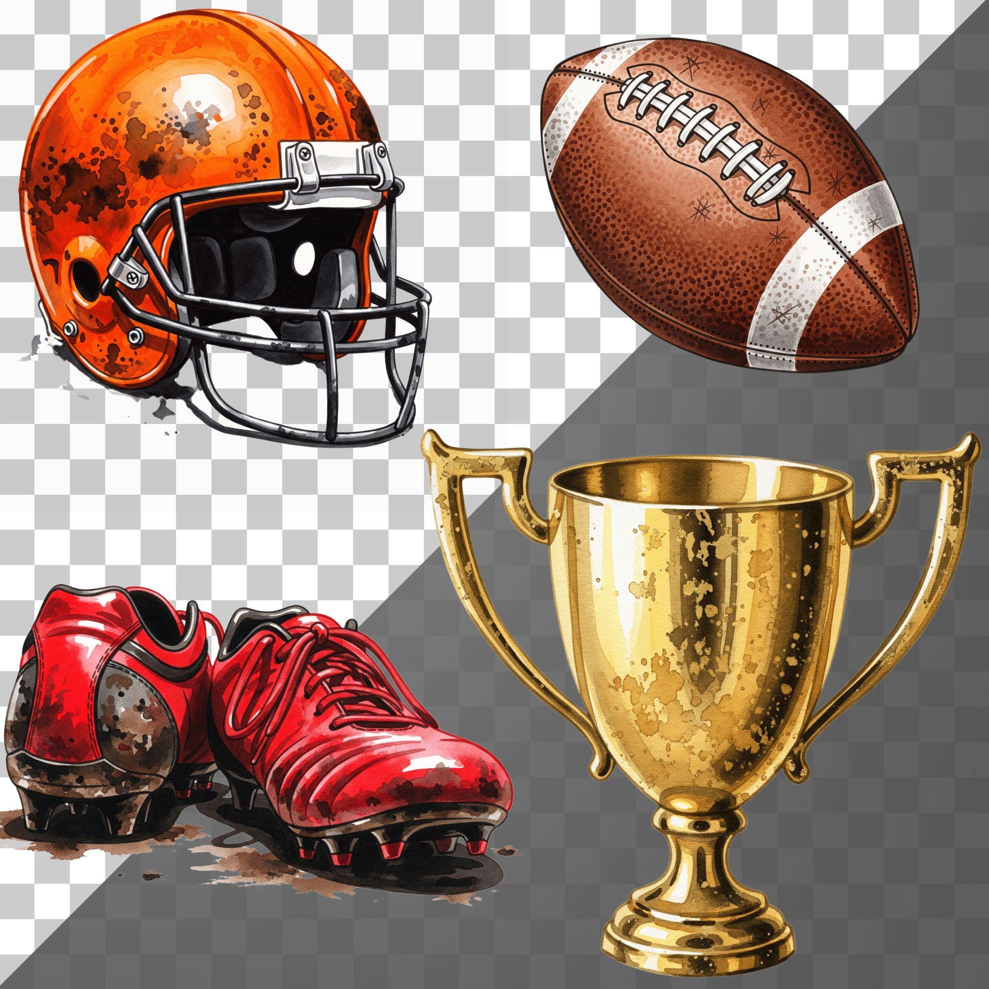 American Football Clipart, Watercolor Football PNG, Football Helmet PNG ...