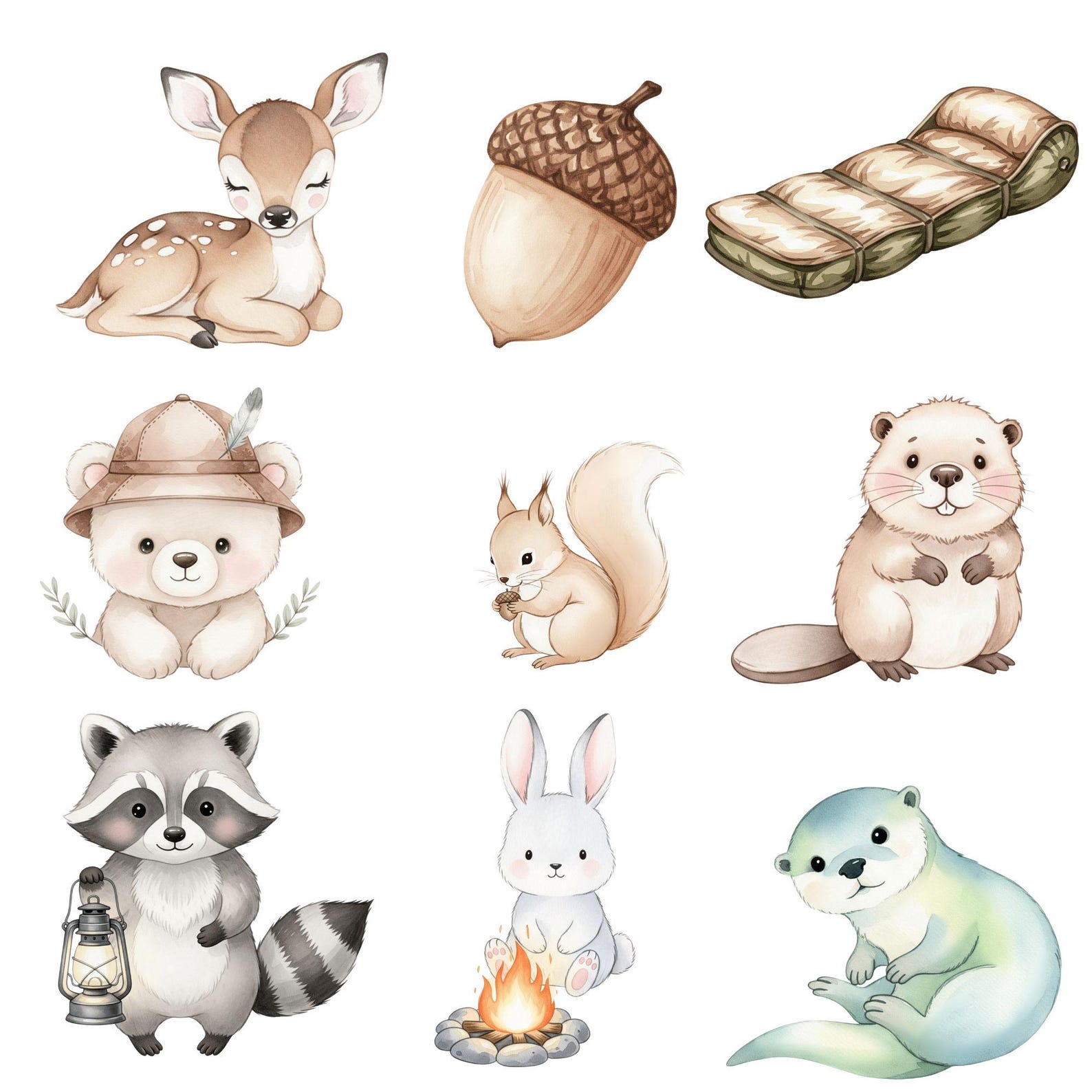 Camping Animals Clipart, Cute Kids Campaign Clipart, Forest Clipart Png ...