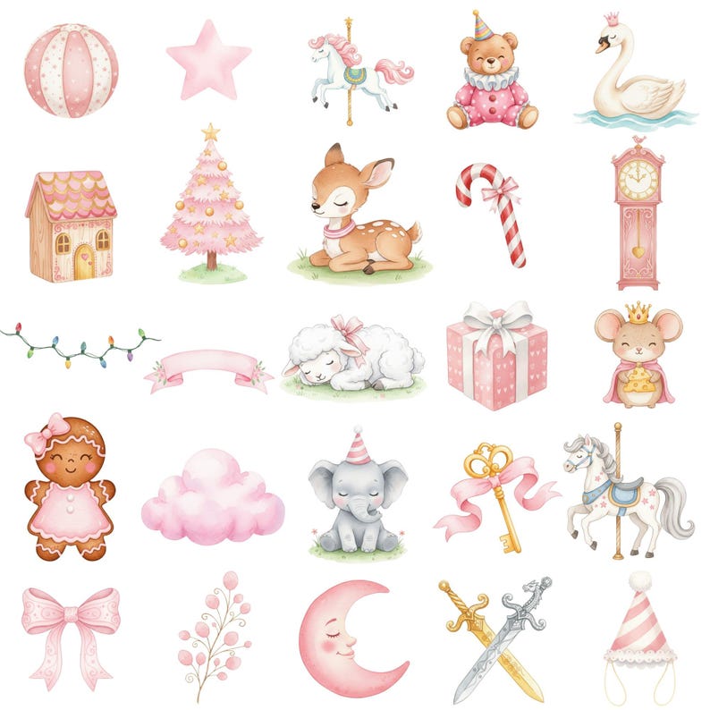 Pink Nutcracker Clipart, Watercolor Ballerina, Sugar Plum Fairy, Mouse ...
