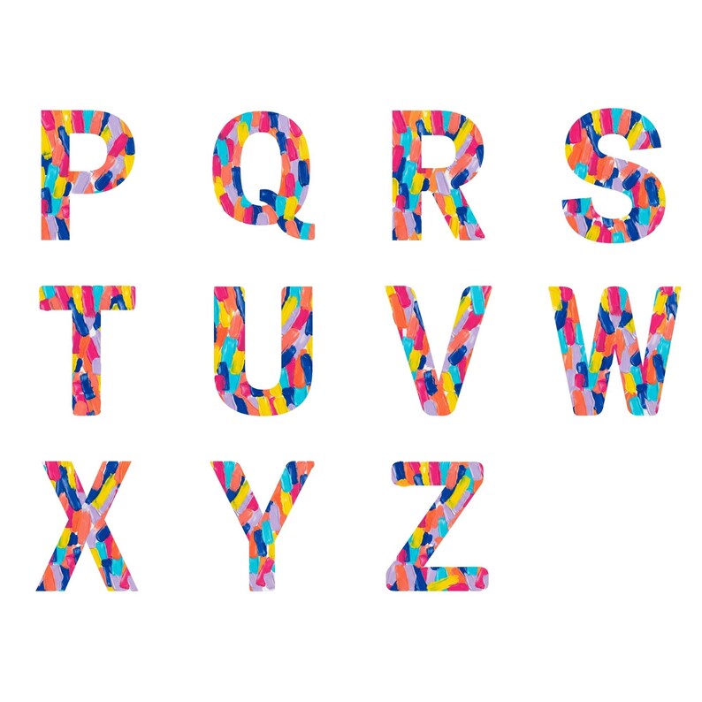 Brushstroke Alphabet Clipart, Watercolor Letters PNG, Hand Painted ...