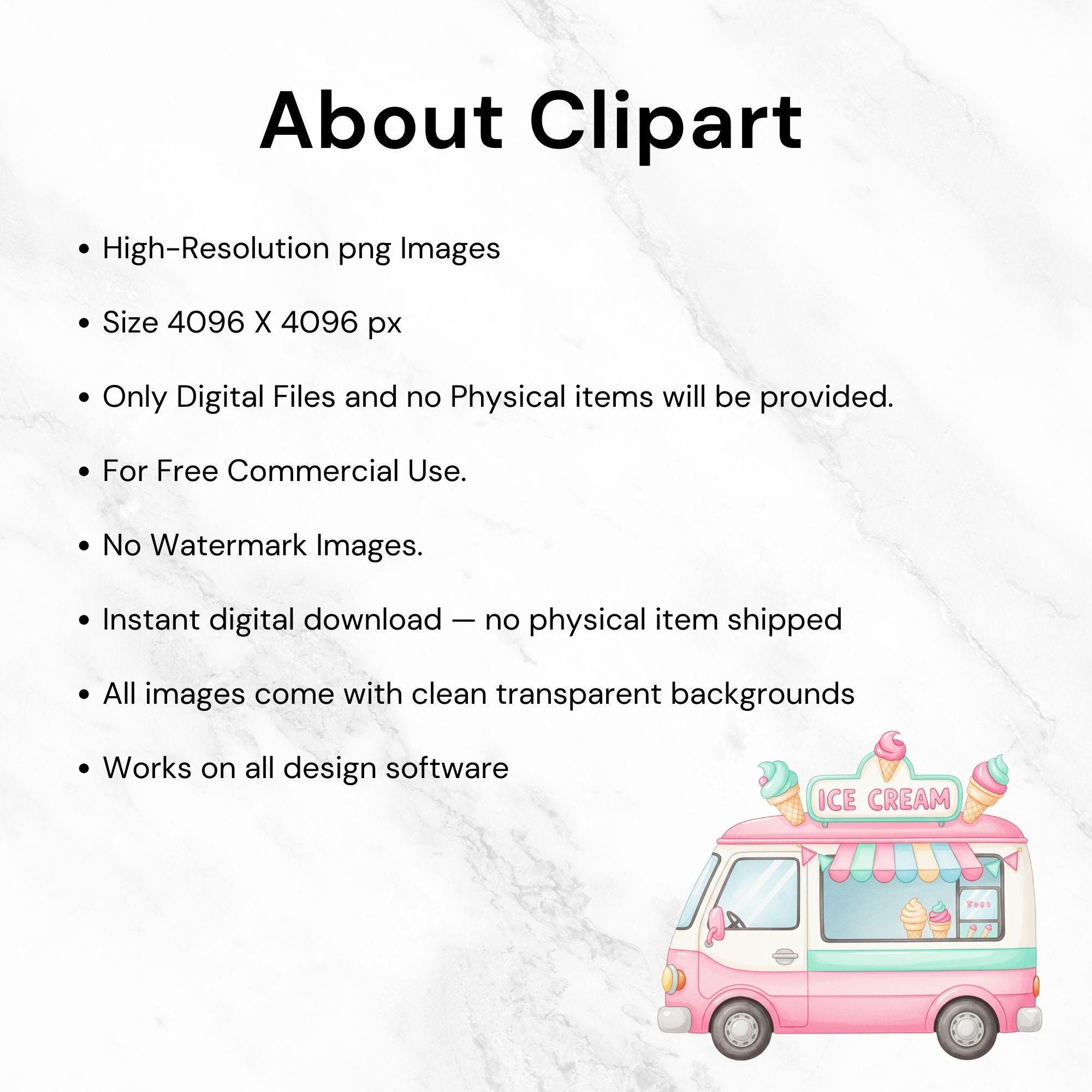 Ice Cream Truck Clipart, Ice Cream Cart PNG, Watercolor Ice Cream Van ...