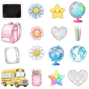 Groovy School Clipart, Retro School PNG, Back to School Clipart, Cute ...
