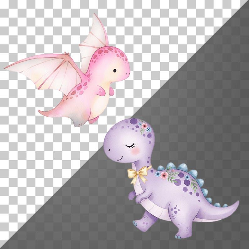 Watercolor Dinosaur Clipart: Pink Baby Dino PNG (instant Download) - Etsy