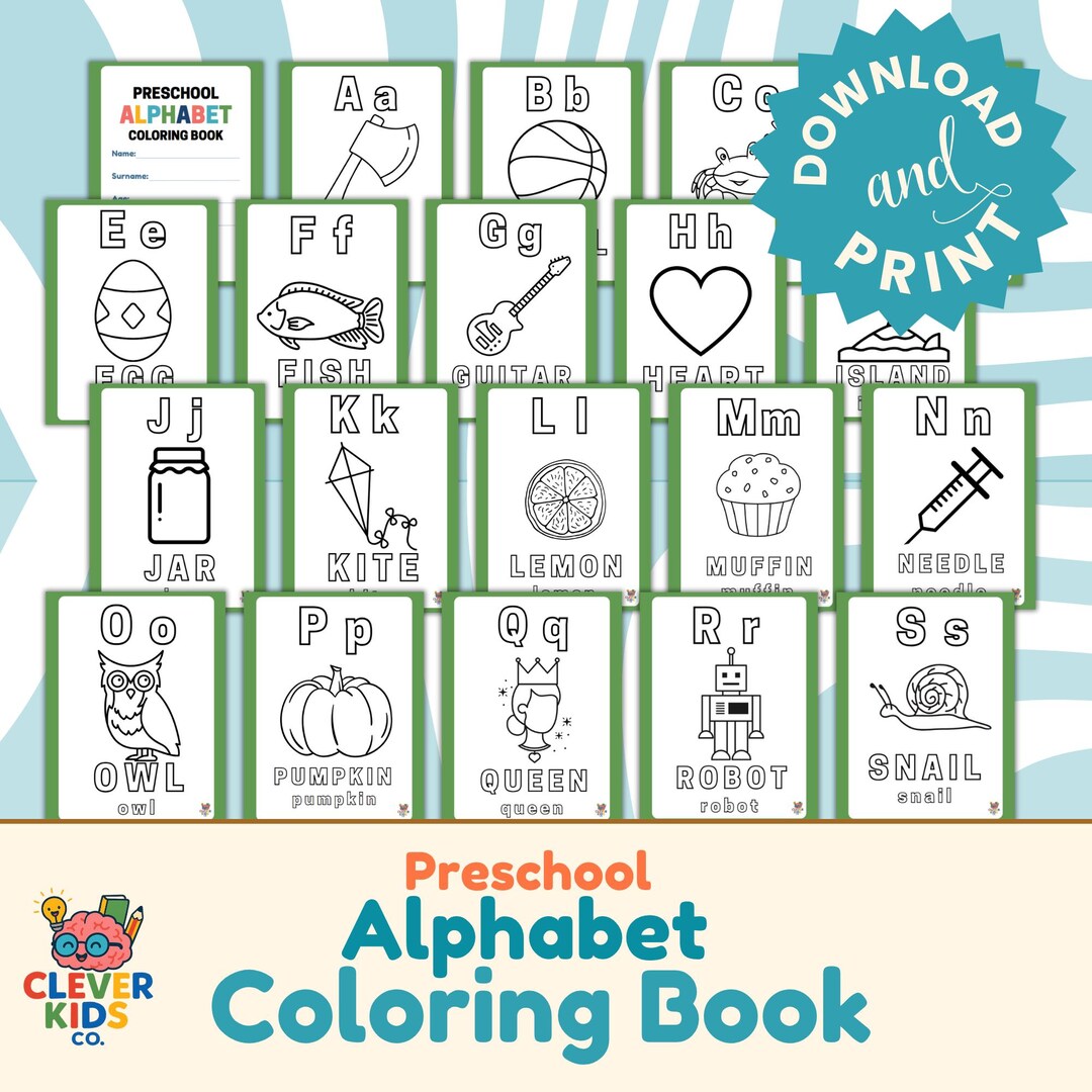 Preschool Alphabet Coloring Book | A-Z Letter Coloring Pages for Kids ...