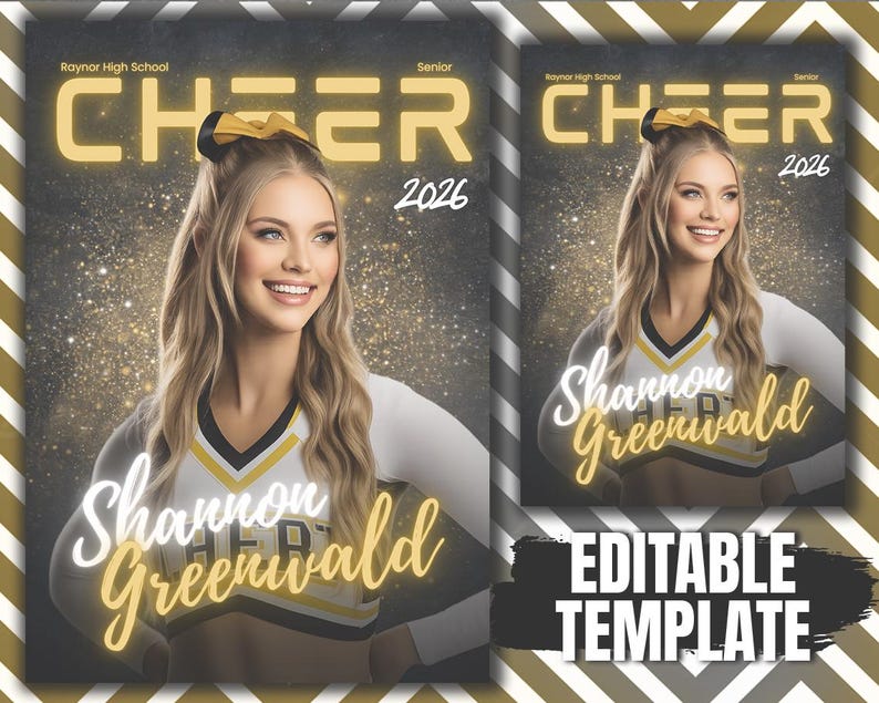 Editable Cheerleading Poster Template | Canva Banner (digital Download ...