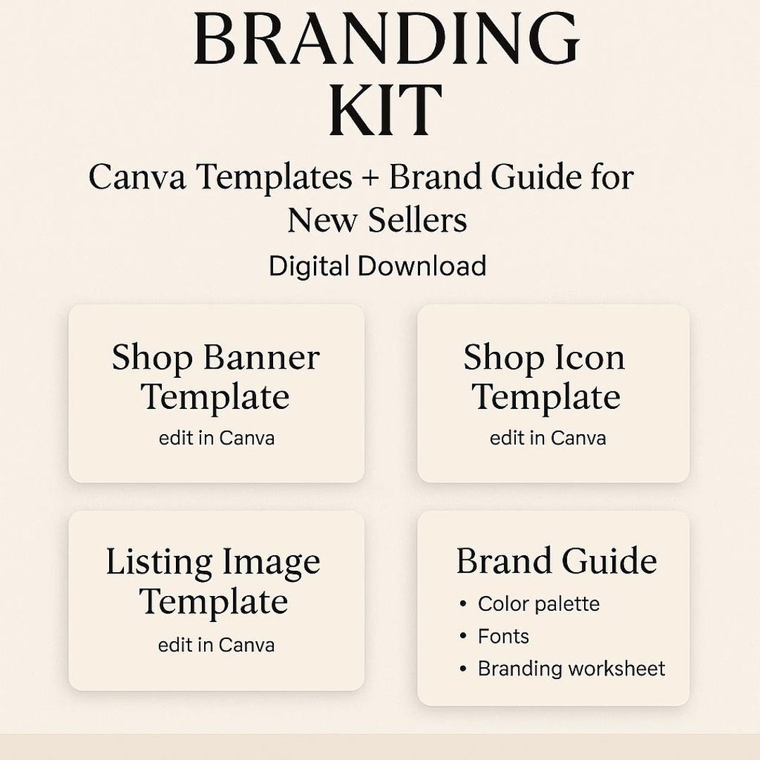 Etsy Shop Branding Kit | Canva Templates + Brand Guide for New Sellers ...