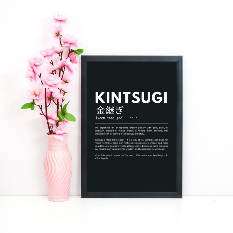 Kintsugi Definition Japanese Wall Art Minimalist Motivational Poster ...