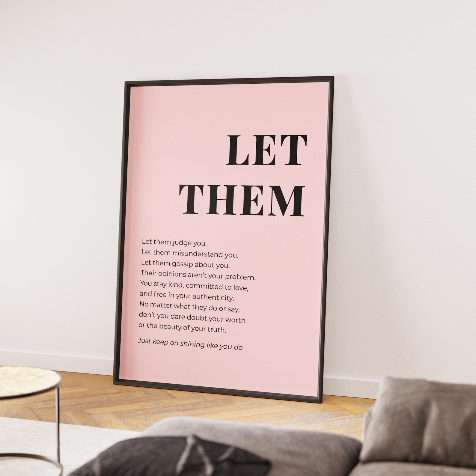 Pink and Black Let Them Printable Wall Art Girly Room Art Print Dorm ...