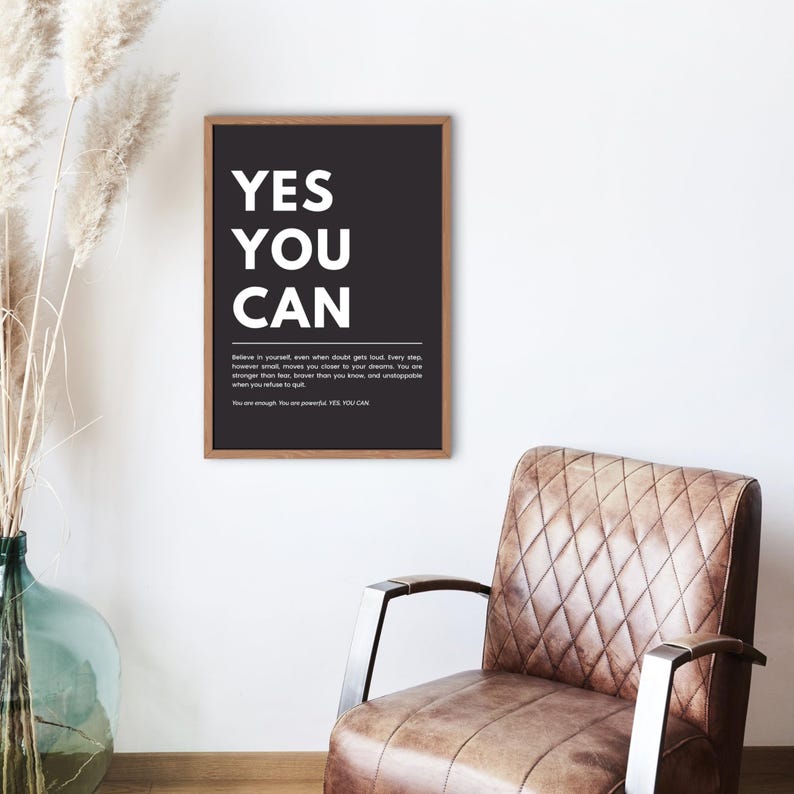 Yes You Can Motivational Wall Art, Inspirational Printable Poster for ...