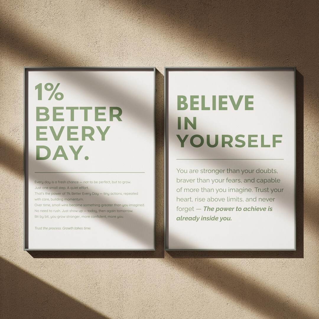 Sage Green Wall Art Set of 2 Motivational Prints Inspirational Posters ...