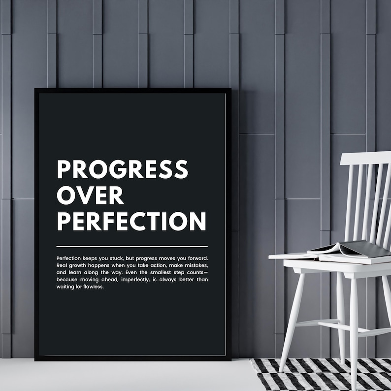 Printable Motivational Wall Art Progress Over Perfection Quote ...