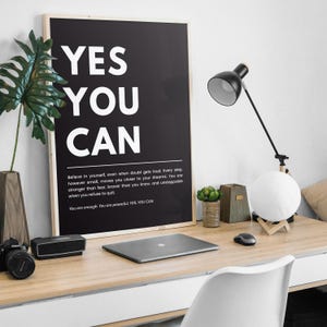 Yes You Can Motivational Wall Art, Inspirational Printable Poster for ...