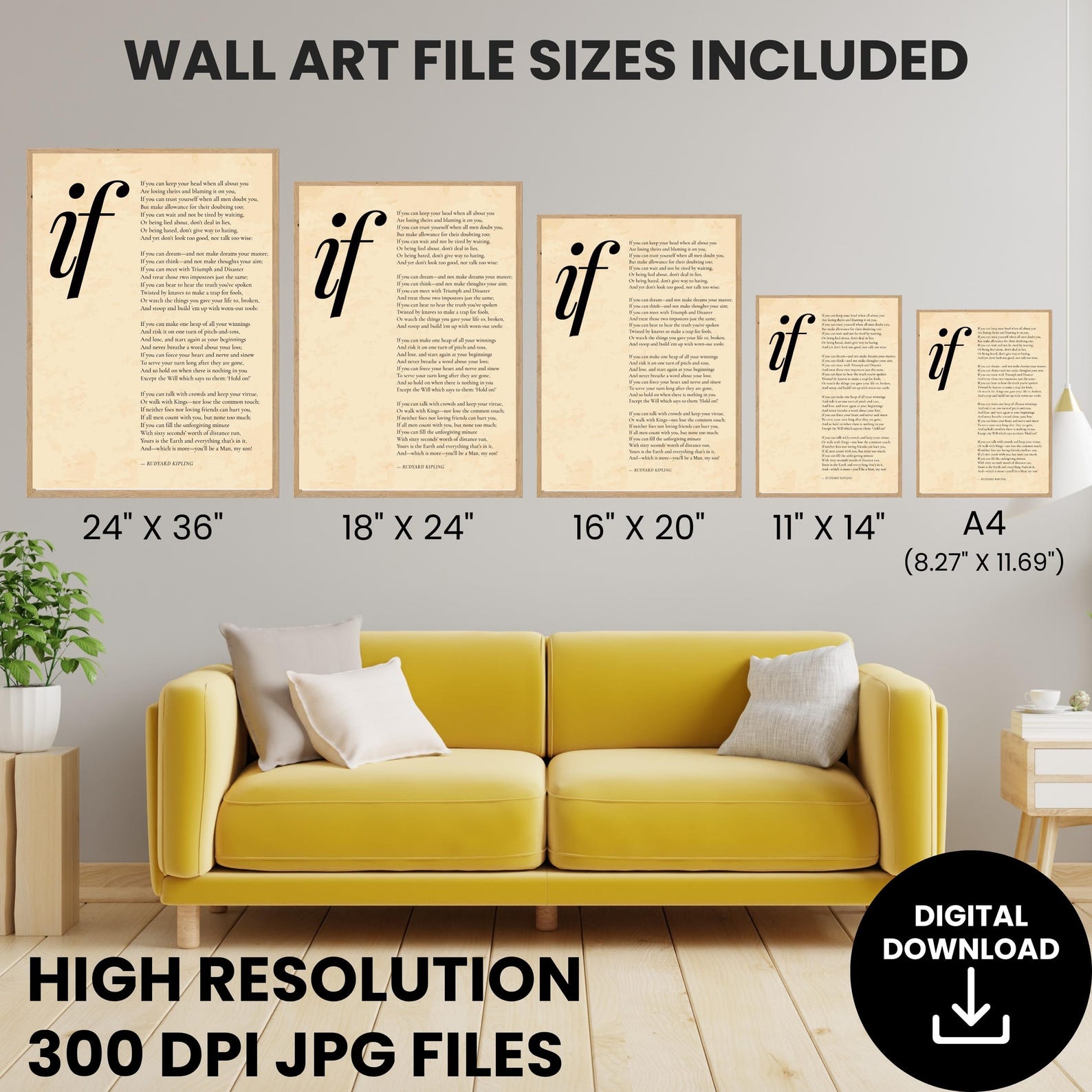 IF Poem by Rudyard Kipling Inspirational Poetry Wall Art Gift for Son ...
