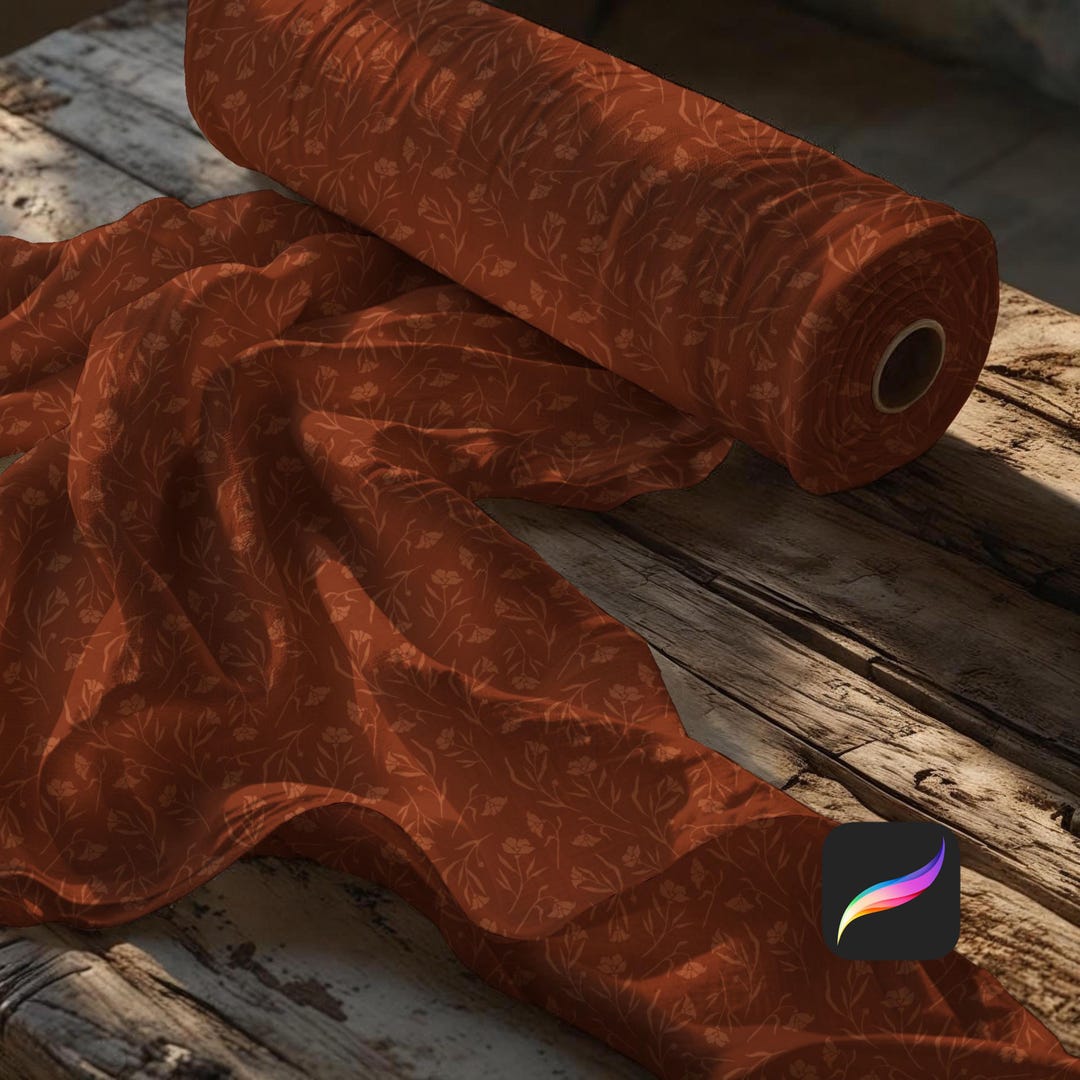 Rustic Fabric Roll Procreate Mockup: Textile Pattern Display (digital ...