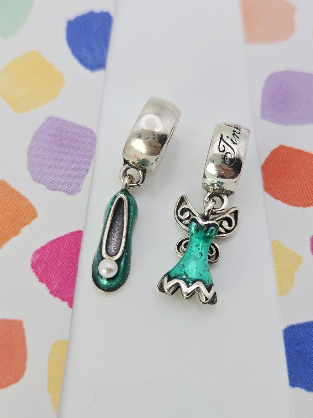 New Authentic Pandora Disney Tinkerbell Shoe and Dress Charm Fit ...