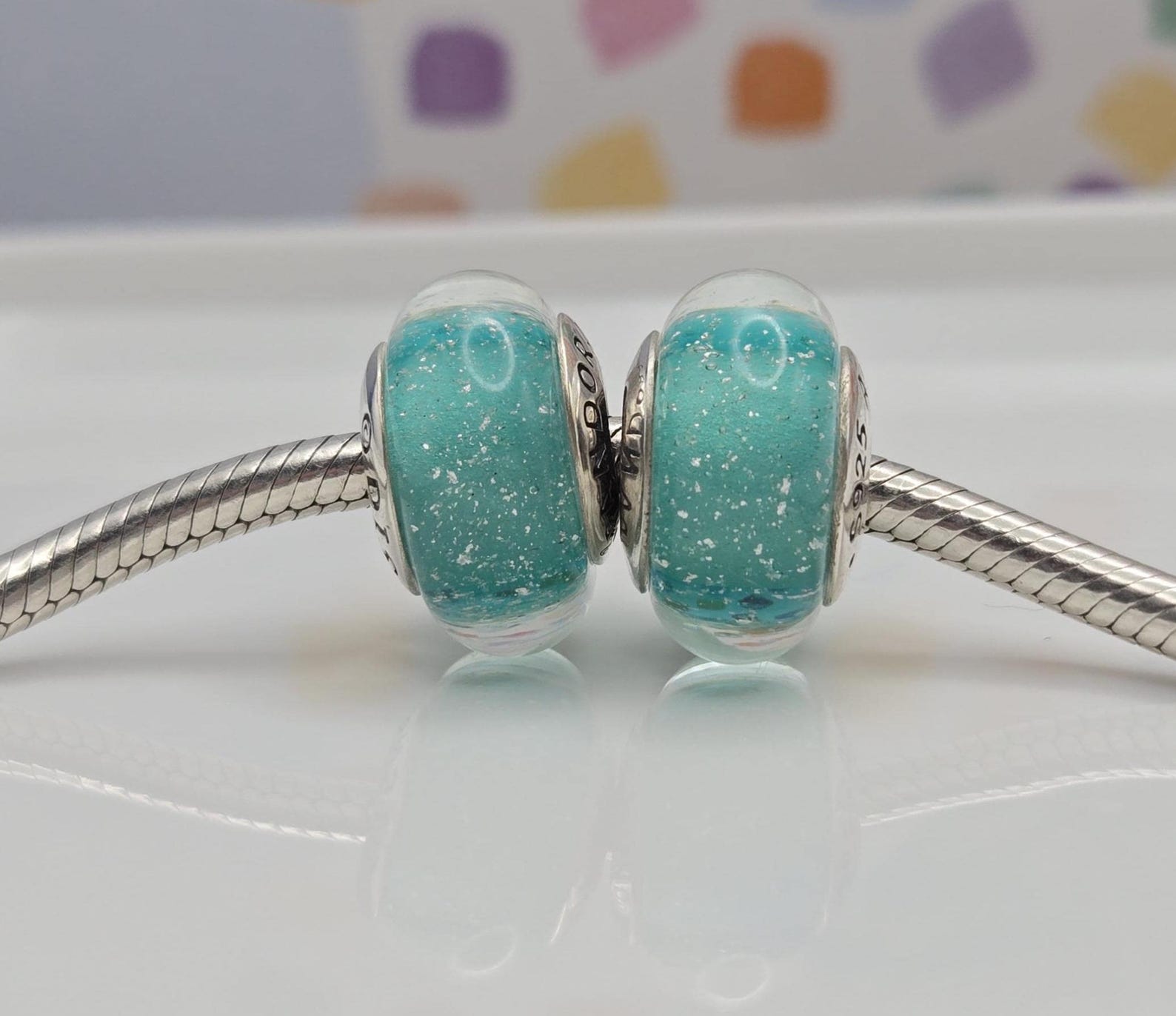 New Pandora ARIEL Teal Disney Signature Murano Glass Charm for Pandora ...