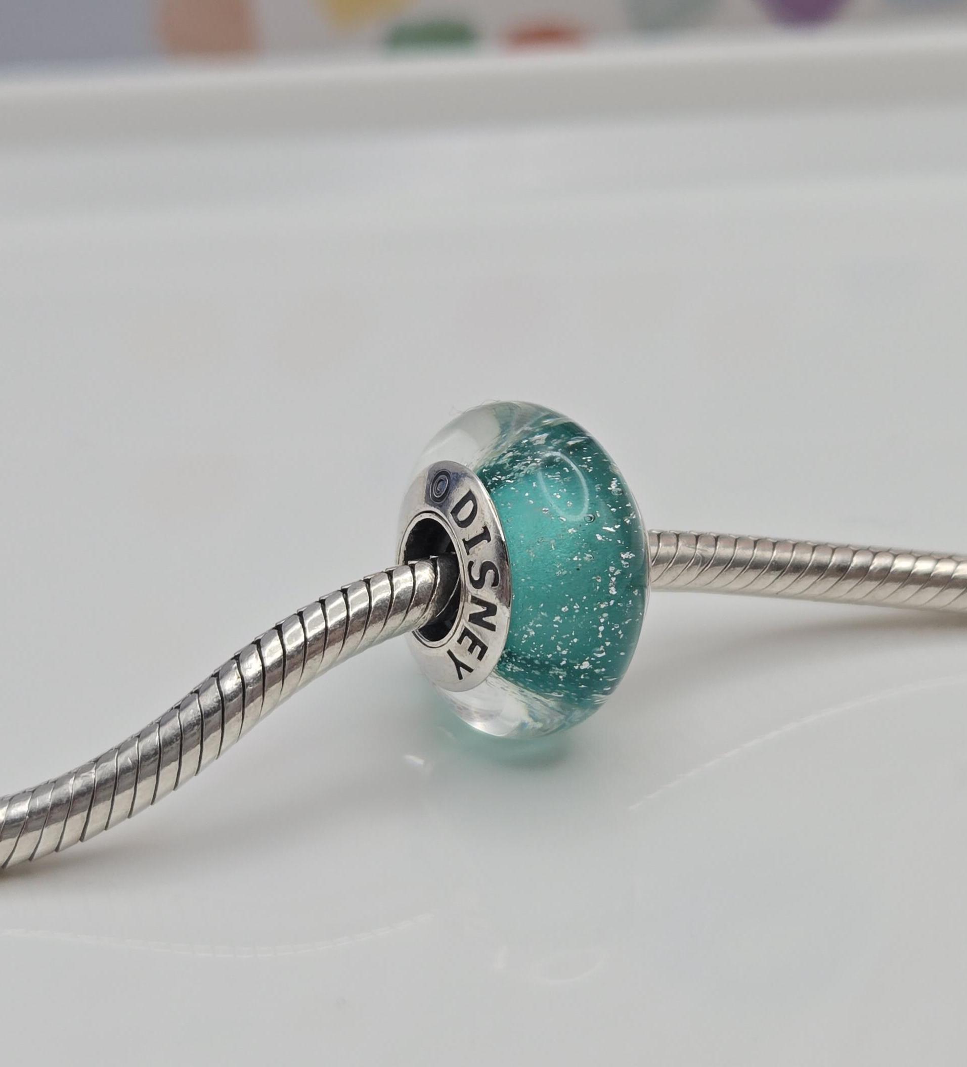 New Pandora ARIEL Teal Disney Signature Murano Glass Charm for Pandora ...