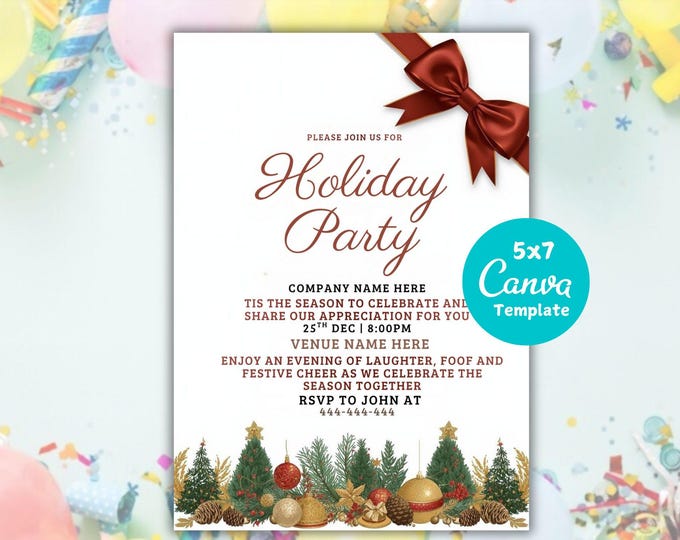 Staff Holiday Party Invitation - Digital Download Template, Edit in ...