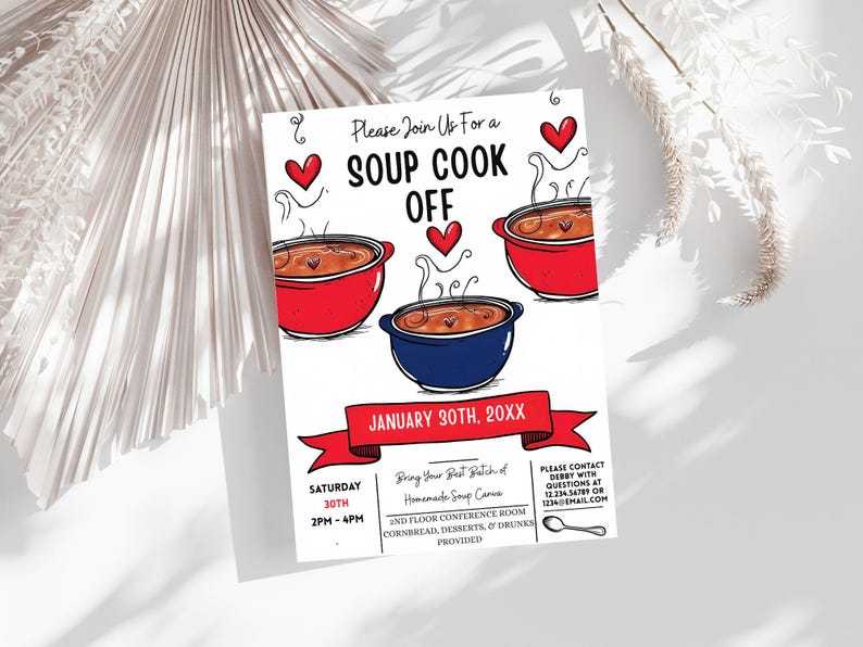 Soup Cook-off Flyer: Editable Potluck Competition Template (8.5x11 ...