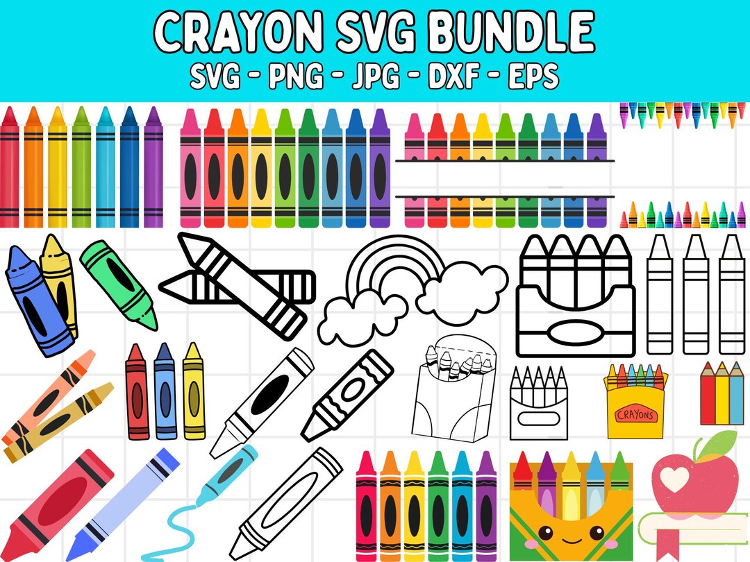 Crayon Split Monogram SVG Bundle, Teacher Svg Png (digital Download) - Etsy