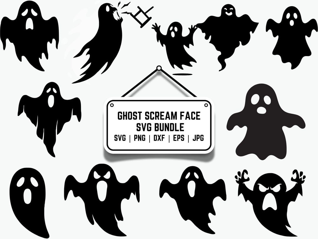 Ghost Face Screaming Svg Bundle,halloween Svg,spooky Season Svg - Etsy