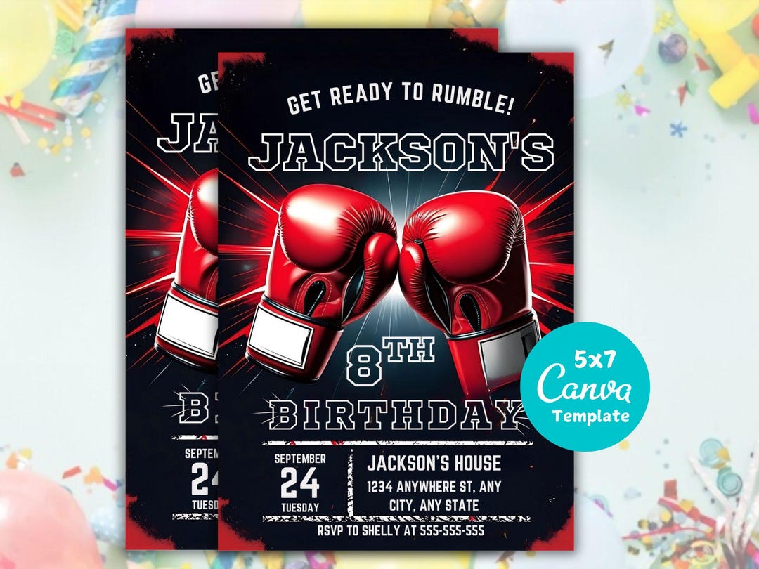 Boxing Birthday Invitation: Editable Text, Sport Invite (instant ...