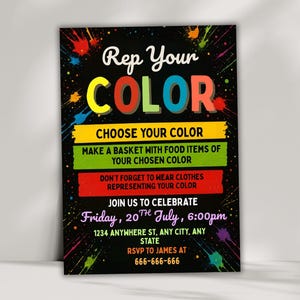 Editable Color Wars Party Invite, Adult Color Party Invitation, Kids ...