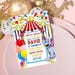 Editable Carnival Circus Birthday Invitation: 5x7 Digital Template - Etsy