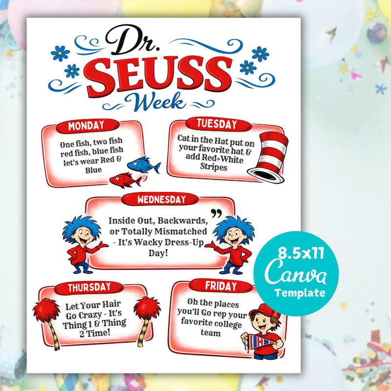 Dr Seuss Spirit Week - Etsy