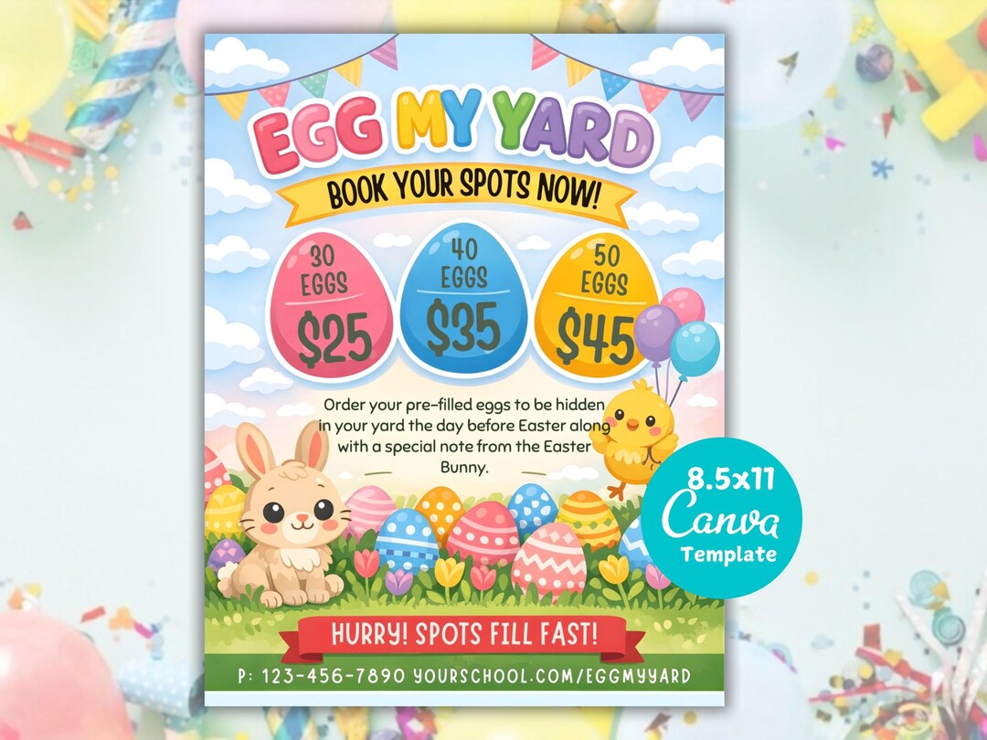Editable Easter Egg Yard Fundraiser Flyer: Spring Egg Hunt (CANVA ...