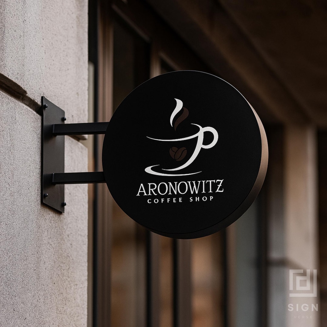 Custom Cafe Blade Sign for Business | Hanging Steel Logo Sign for ...