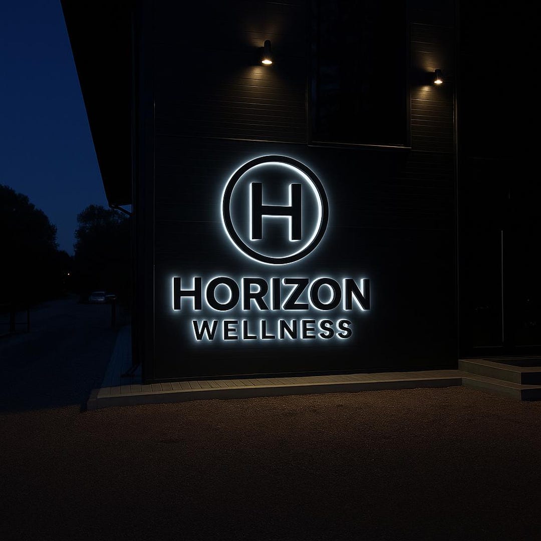 Custom Storefront Backlit Sign | Metal LED Business Name Wall Sign ...