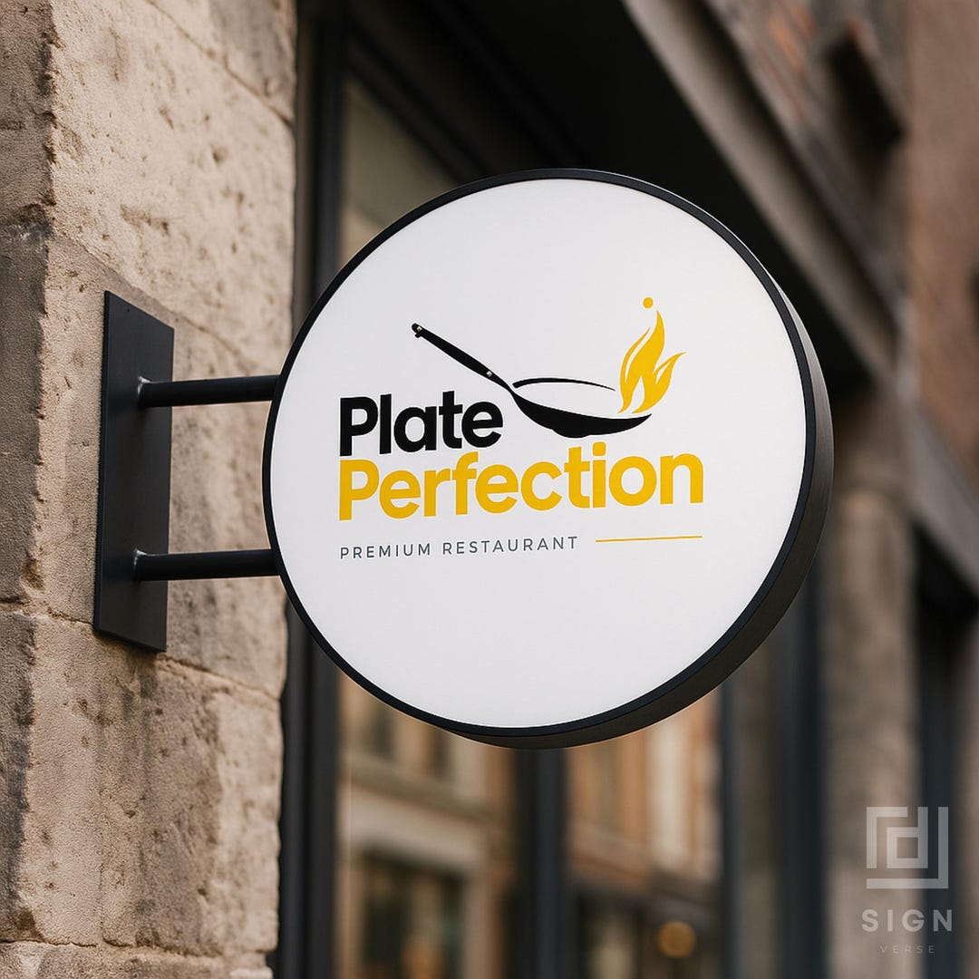 Cafe Blade Sign for Shop | Custom Hanging Steel Logo Sign | Outdoor ...