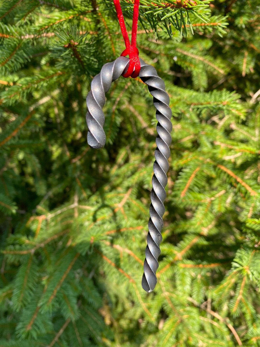 Hand Forged Twisted Steel Candy Cane Christmas Ornament - Etsy