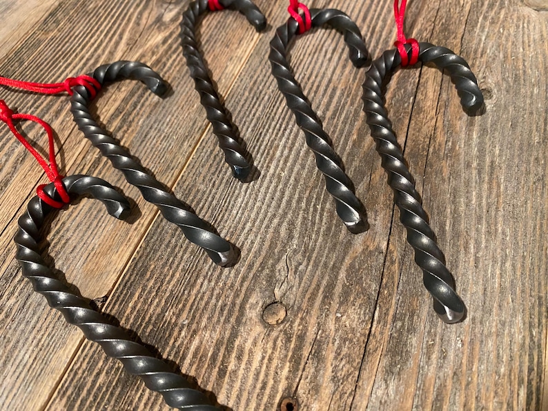 Hand Forged Twisted Steel Candy Cane Christmas Ornament - Etsy