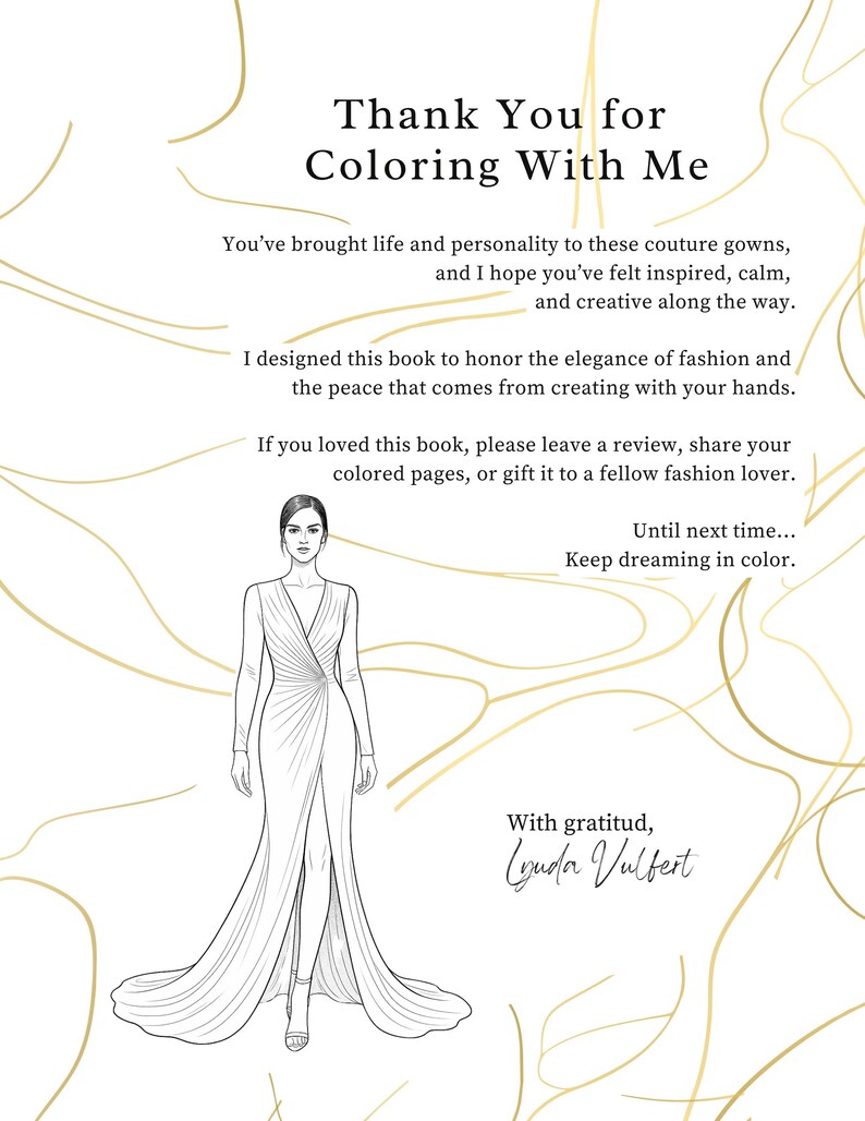 Couture Gown Coloring Book: 20+ Fashion Illustration Pages (digital ...