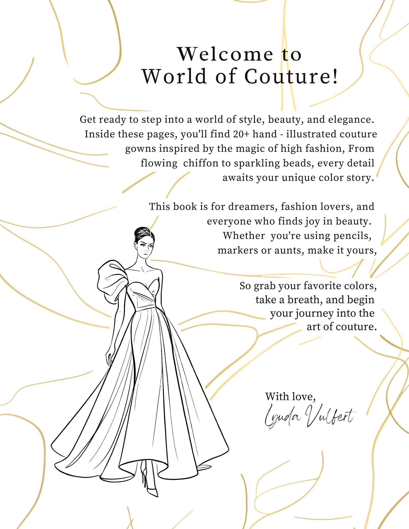 Couture Gown Coloring Book: 20+ Fashion Illustration Pages (digital ...