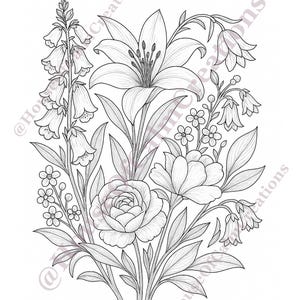 Flower Garden Coloring Book: 25 Printable Floral Designs (PDF Download ...