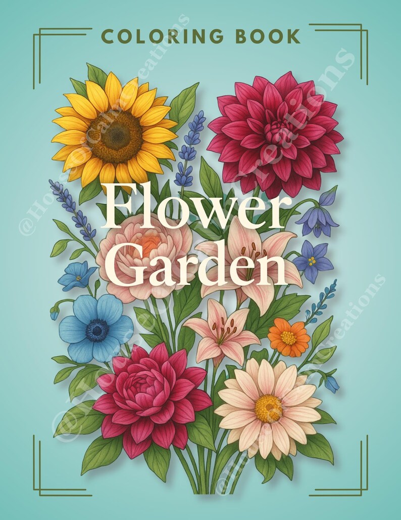 Flower Garden Coloring Book: 25 Printable Floral Designs (PDF Download ...