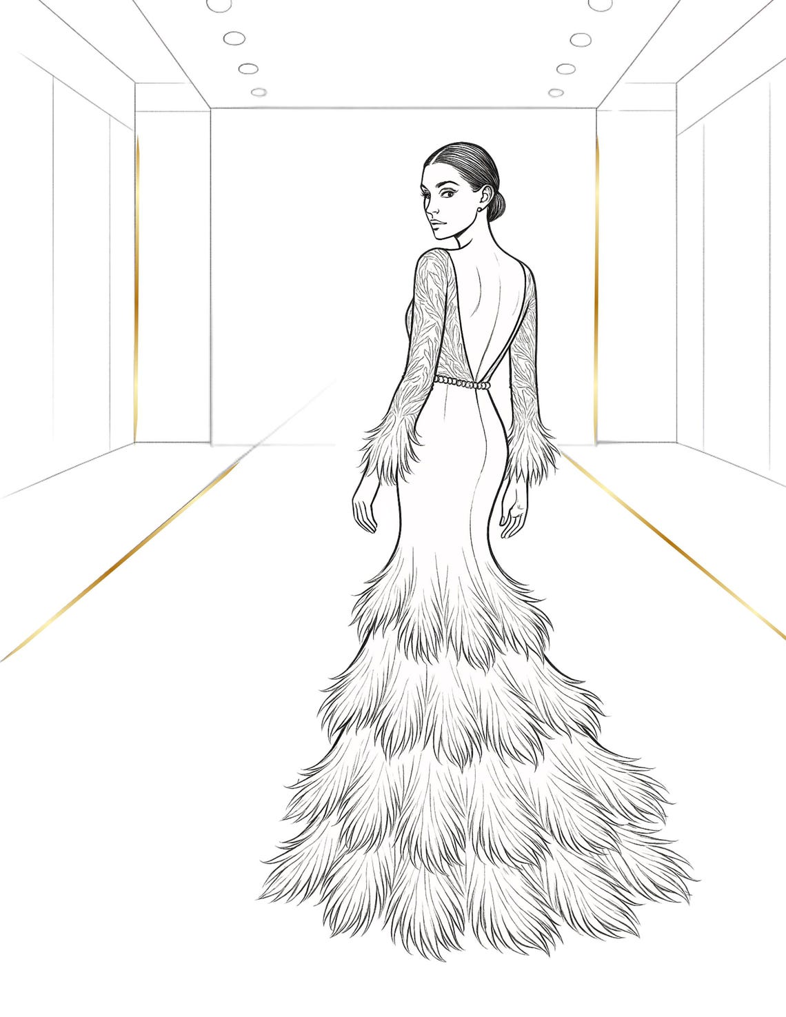 Couture Gown Coloring Book: 20+ Fashion Illustration Pages (digital ...