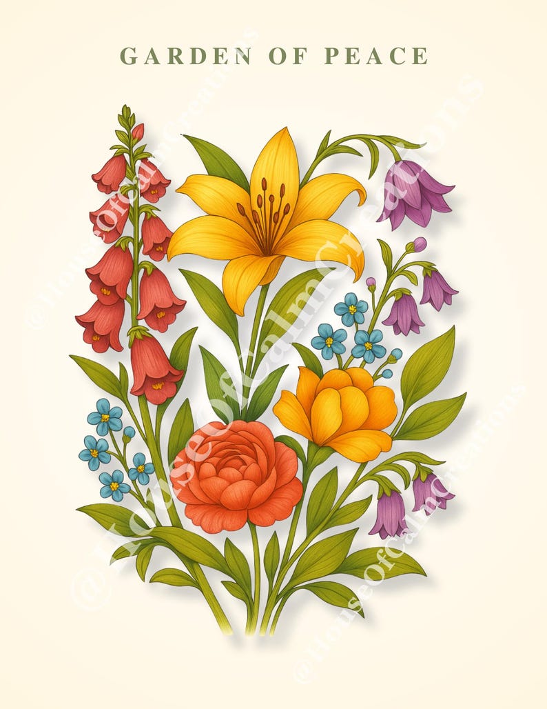 Flower Garden Coloring Book: 25 Printable Floral Designs (PDF Download ...